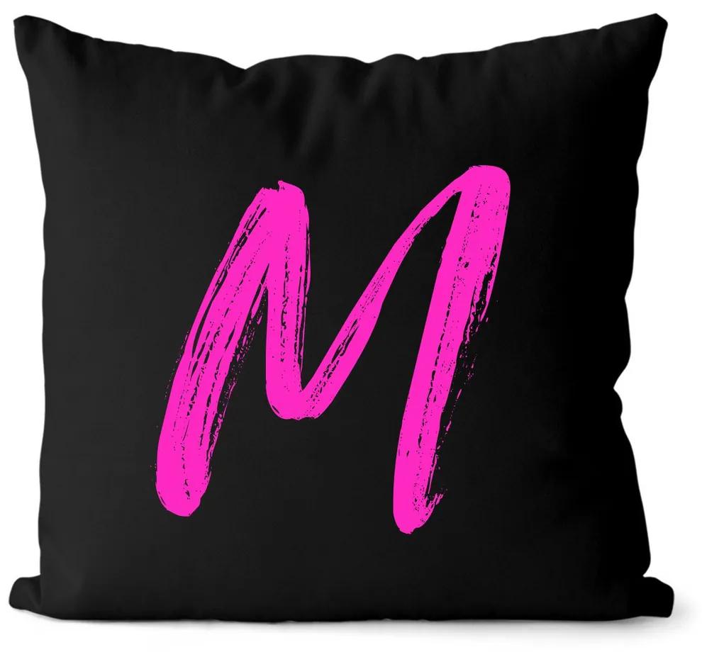 Polštář – písmeno M (Velikost: 40 x 40 cm, Barva: Růžová)