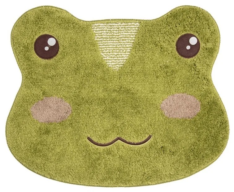 Zelená koupelnová předložka hlava žabky Frog - 60*48*1 cm