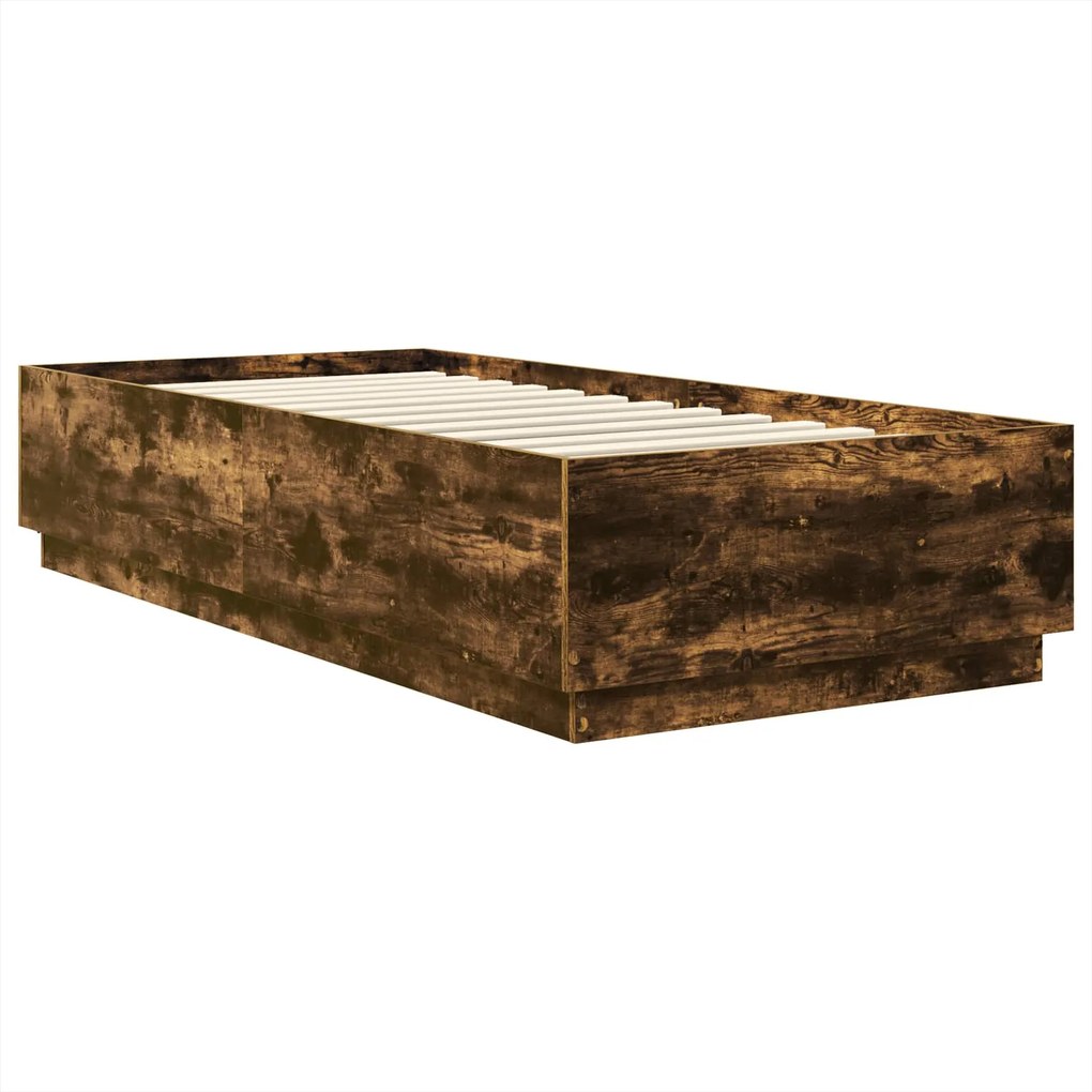 Rám postele s čelo Kouřový dub 100 x 200 cm Kompozitní dřevo 3408198