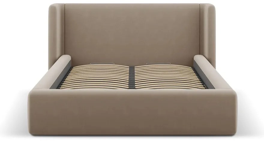 Světle hnědá čalouněná dvoulůžková postel s úložným prostorem s roštem 200x200 cm Jason – Windsor & Co Sofas