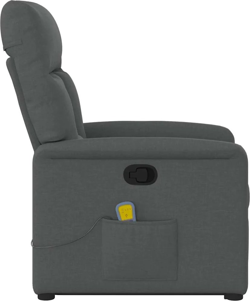 Zvedací masážní polohovací křeslo tmavě šedé textil 3303043