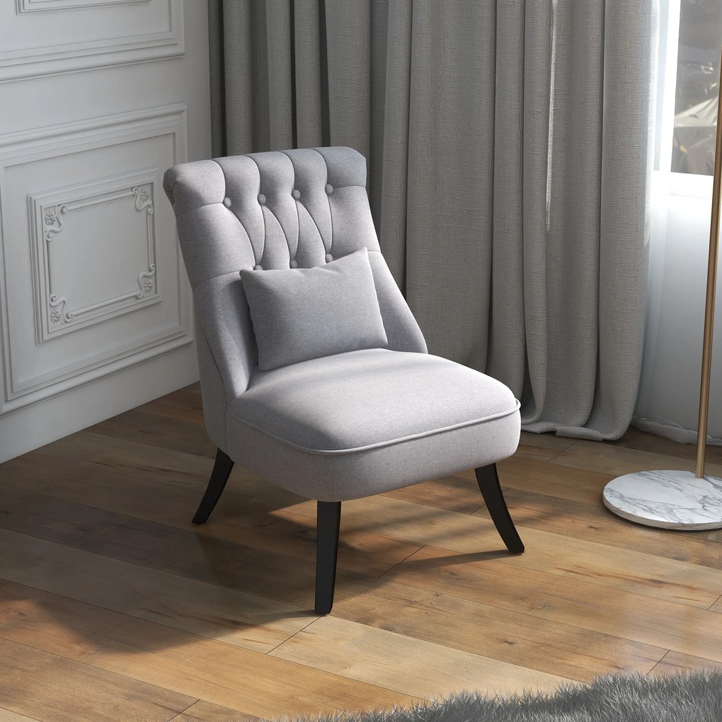 HOMCOM polohovací křeslo TV křeslo s opěrným polštářem, zvýšené nohy, lněná šedá 52.5x69x77cm pro pohodlnou relaxaci | Aosom.de