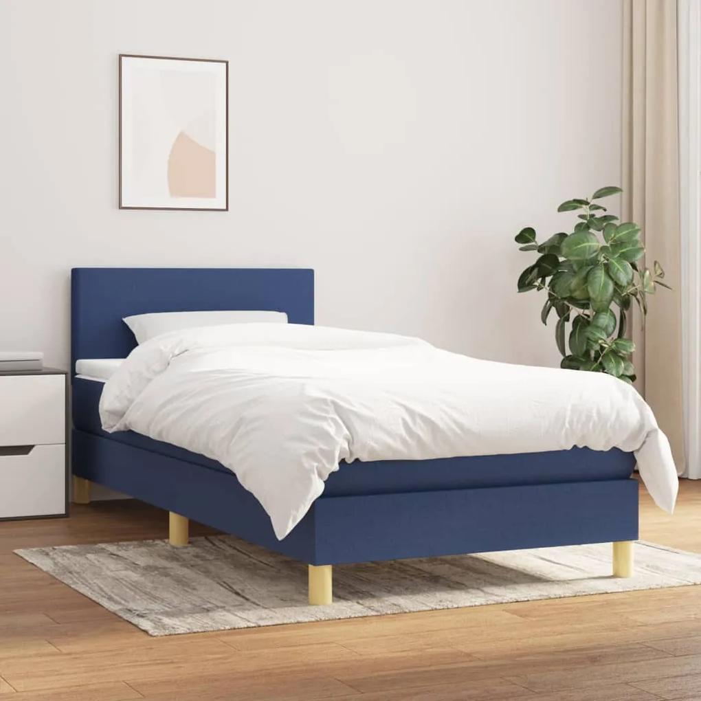 Box spring postel s matrací modrá 100 x 200 cm textil,  3140439