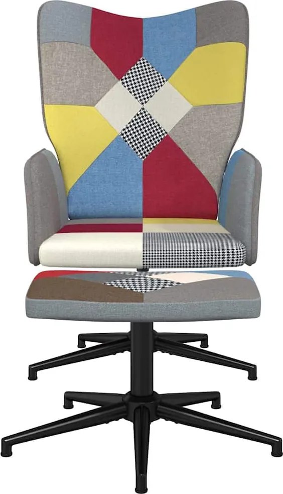 Relaxační křeslo se stoličkou patchwork textil 328188