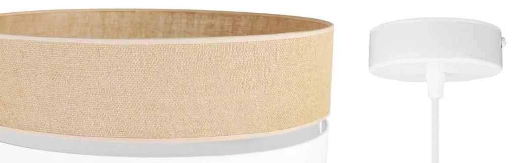 Závěsné svítidlo Juta, 1x jutové/bílé textilní stínítko, (fi 45cm), w