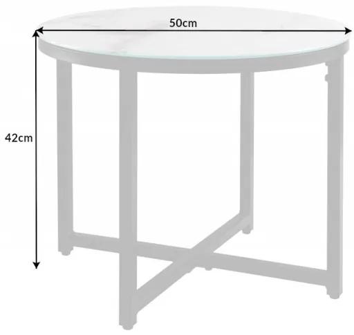 Bílý kulatý odkládací stolek Elegance 50 cm