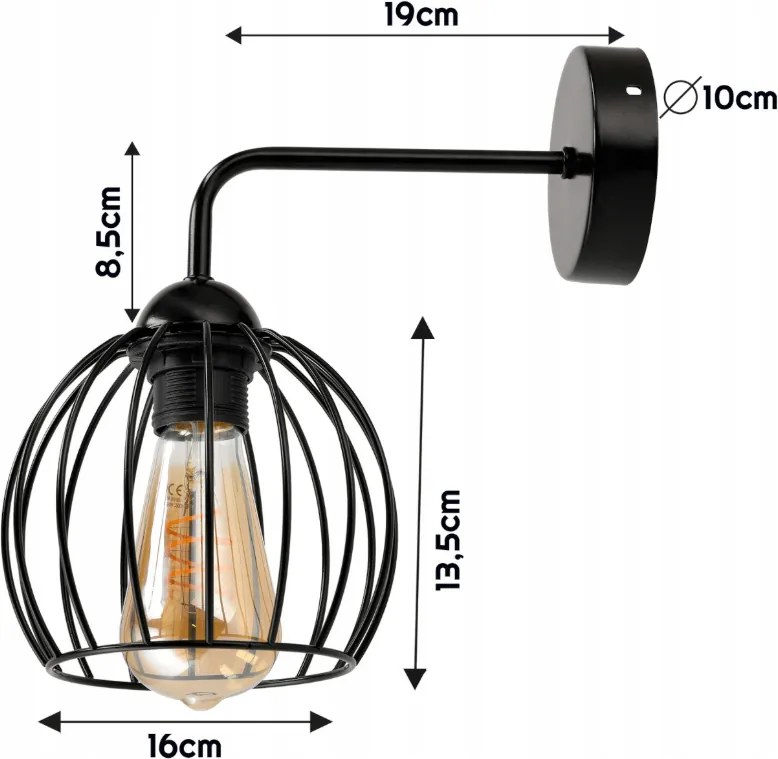 Nástěnná lampa 1x E27 LOFT edison LED nad zrcadlem drátěná koule