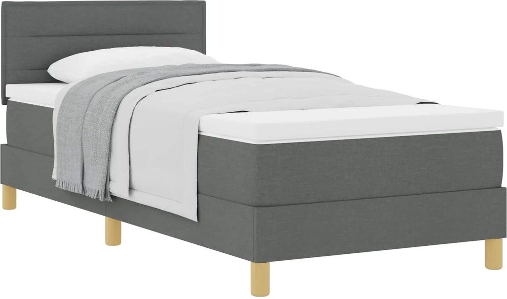 Postel s boxspringem s polštářem Tmavě šedá 80 x 200 cm textil 3338798