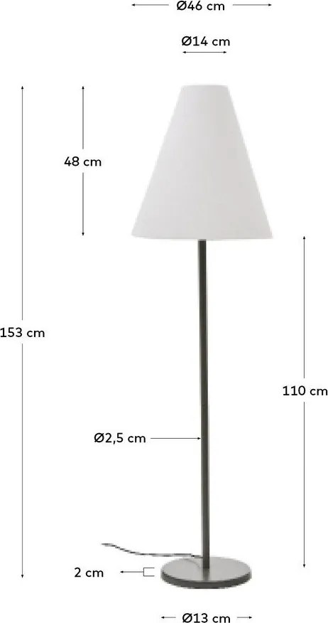 Hnědá stojací lampa s textilním stínidlem (výška 153 cm) Navat – Kave Home