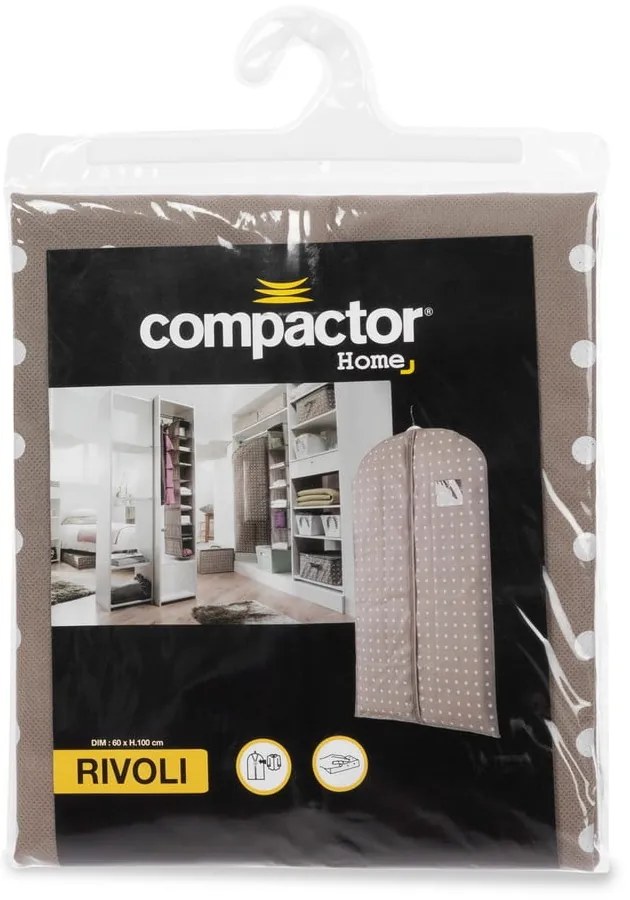 Béžový obal na šaty Compactor Dots, 100 cm