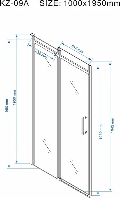 BPS-koupelny Posuvné sprchové dveře HYD-PD09A 100 chrom/transparent pro instalaci do niky - bez vaničky