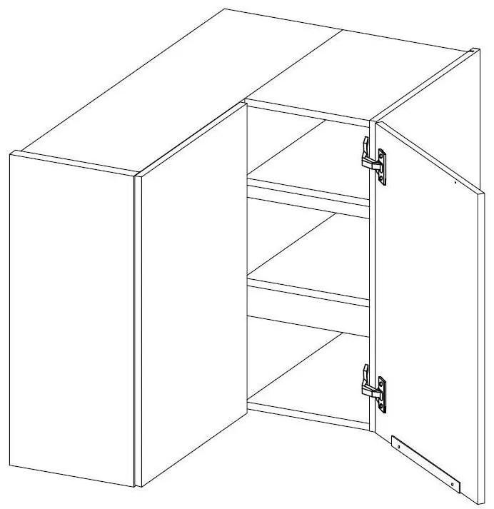 LARA gr | horní skříňka 60x60 GN-72 2F (90°) rohová | 60x60 cm | šedá lesk