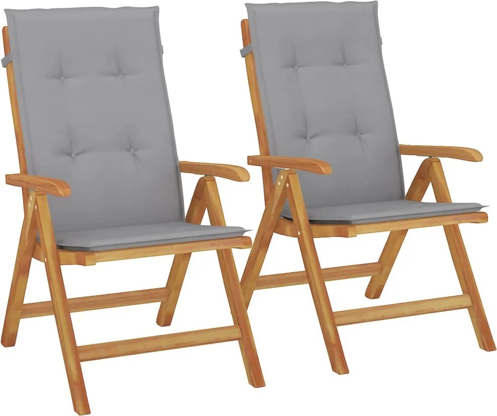 Skládací polohovací křesla s polštáři 2 ks, masivní teak 3196434