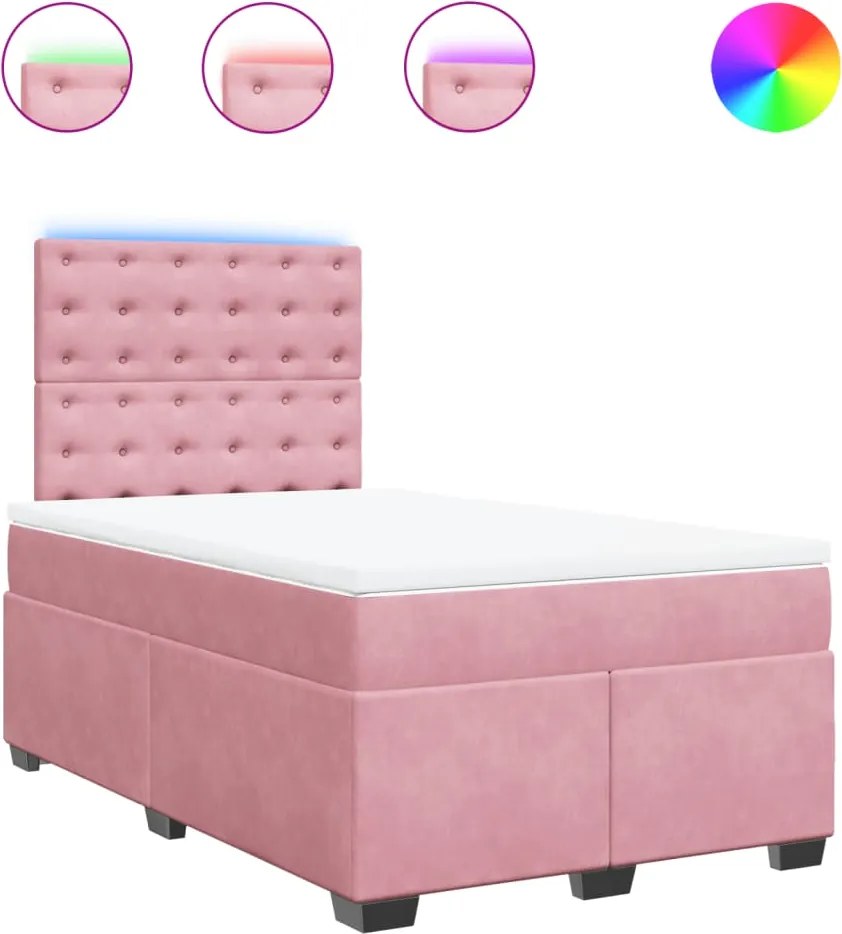 Box spring postel s matrací růžová 120 x 200 cm samet 3293199