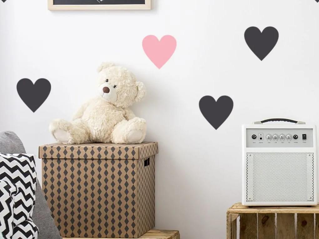 Pastelowe Love Nálepky na stěnu do dětského pokoje SRDCE Zvolte barvu: Tmavě růžová