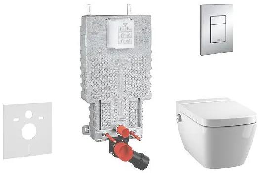 Grohe Uniset - Set předstěnové instalace, sprchovací toalety a sedátka Tece, tlačítka Skate Cosmo, Rimless, SoftClose, chrom 38643SET-KT