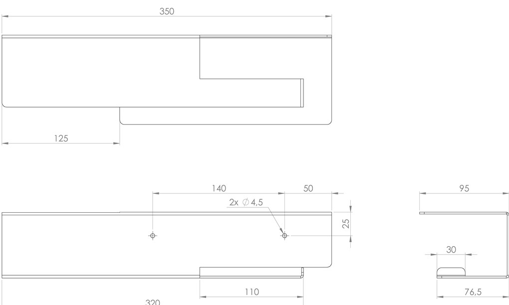 Sapho Sapho, Držák toaletního papíru s poličkou 35cm, černá matná, 33214