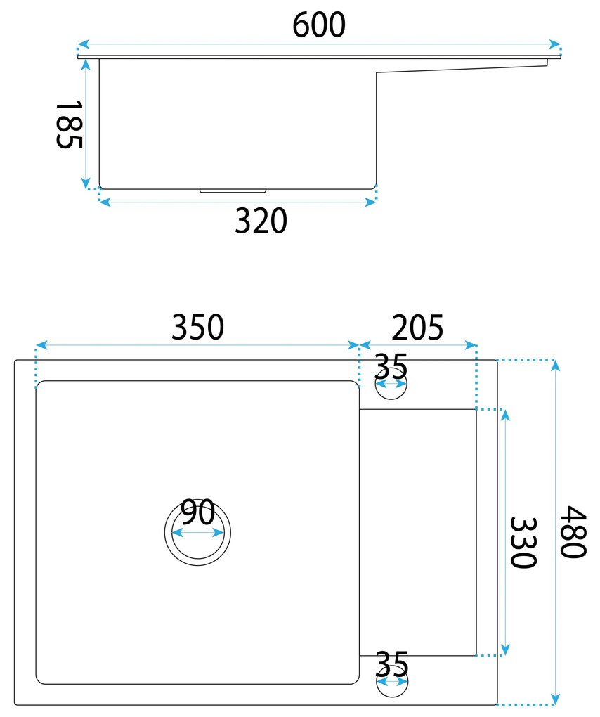 Kuchyňský nerezový dřez REA PAUL 60 nerez kartáčovaná v setu s pákovou baterií