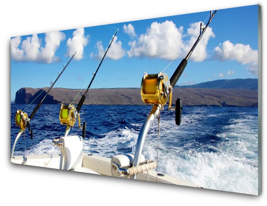 Obraz na skle Rybaření Moře Krajina 100x50 cm