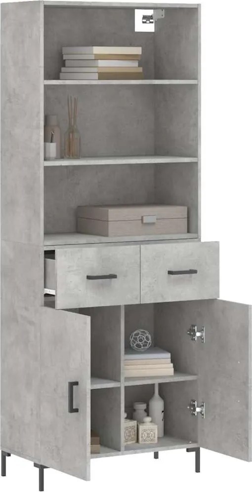 Skříň highboard betonově šedá 69,5x34x180 cm kompozitní dřevo 3200517