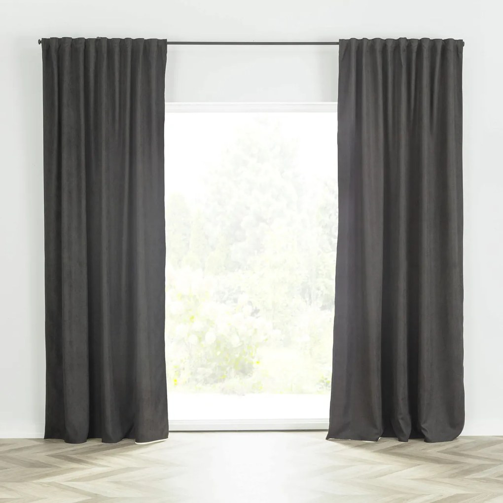 Hotový závěs BASIC s řasící páskou 140x260cm černý