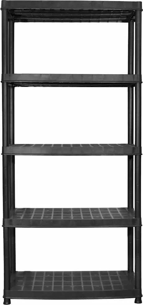 Úložný regál 5patrový černý 85 x 40 x 185 cm plast 147685