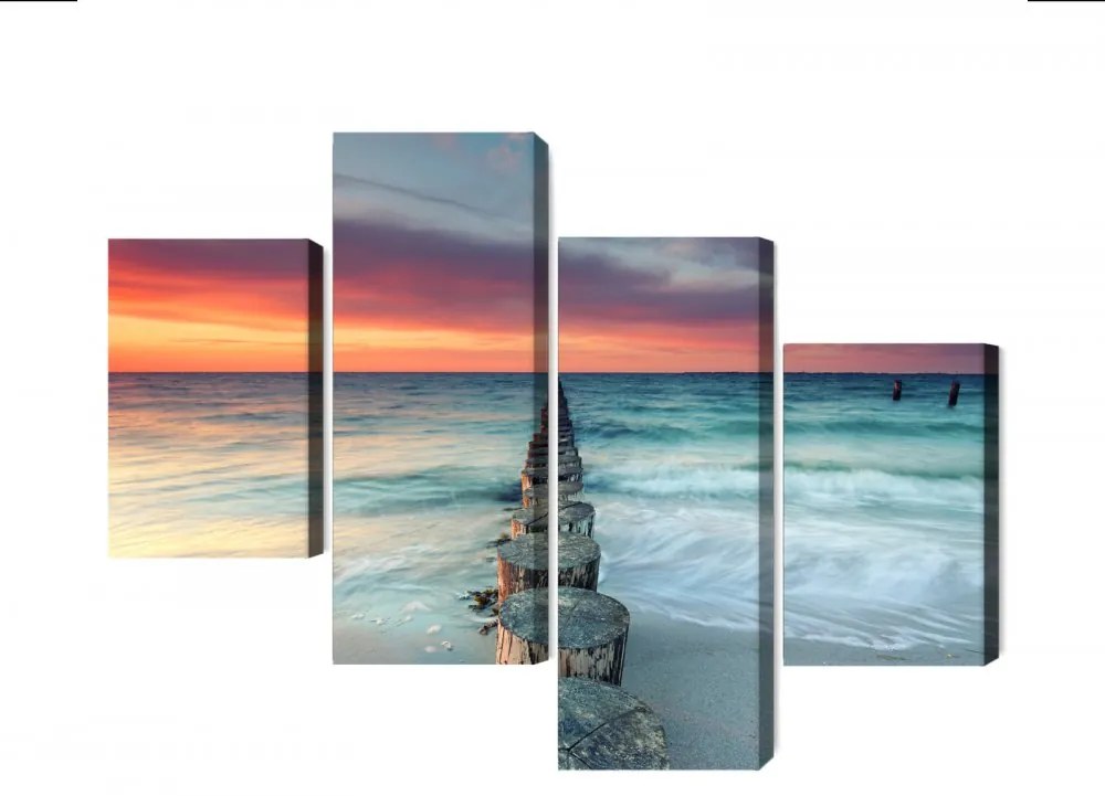 Vícedílný obraz Krásný Západ Slunce Nad Mořem 3D Nedostatek Nedostatek Přírodní plátno 240x150
