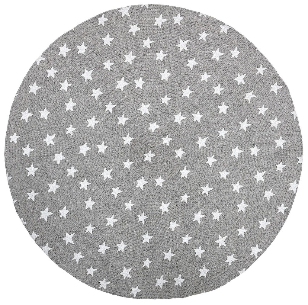 Bloomingville Dětský jutový kobereček Stars Grey 100 cm, šedá barva, textil