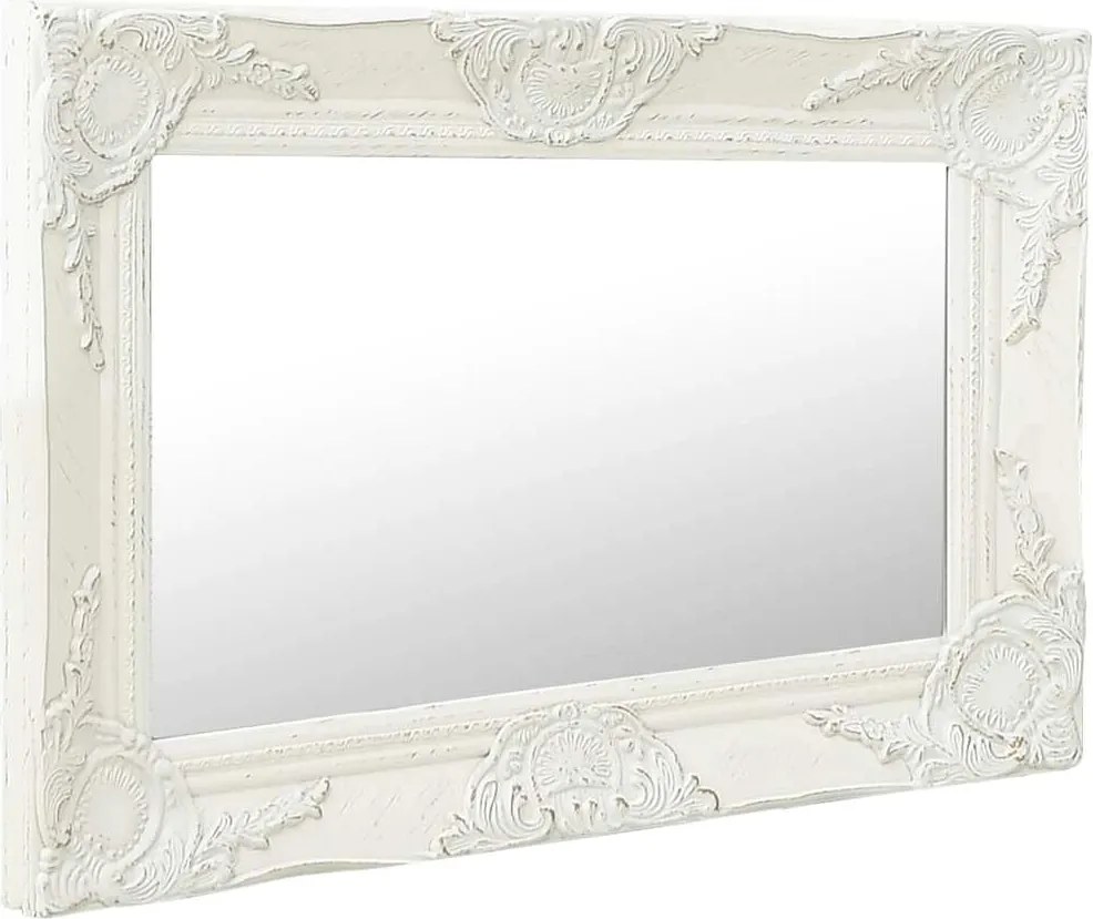 Nástěnné zrcadlo barokní styl 60 x 40 cm bílé 320328