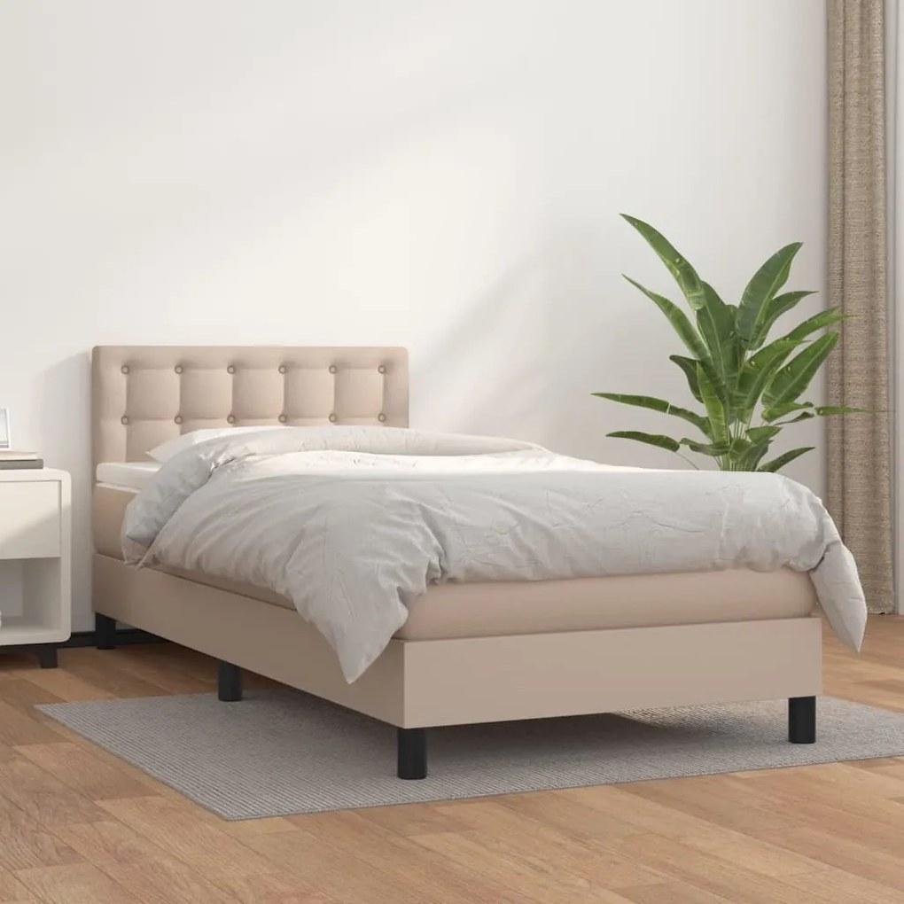 vidaXL Box spring postel s matrací 90x200 cm umělá kůže [3141102] Barva: cappuccino