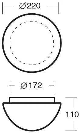 Osmont 51221 Aura 1, stropní/nástěnné svítidlo z triplexového skla, 8W LED 3000K, prům. 22cm