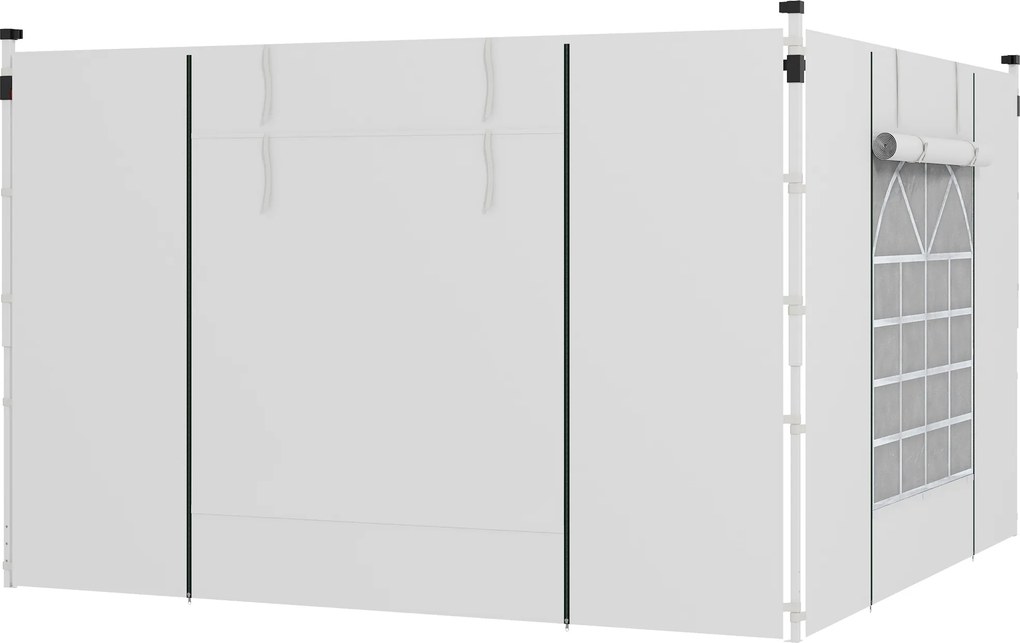 Boční panely altánu Outsunny sada 2 bočních panelů s oknem a dveřmi pro párty stan 3x3/3x6 m, Oxford, bílá| Aosom