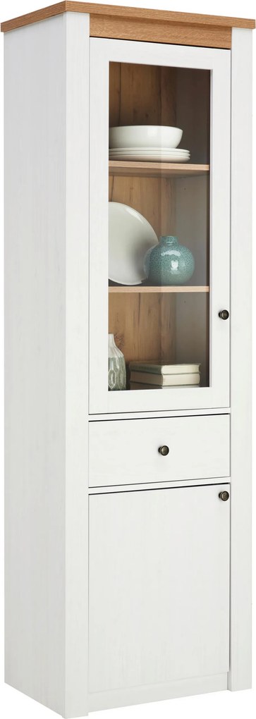 XXXLutz VITRÍNA, bílá, barvy modřínu, 62/196/42 cm Landscape - Kredence a vitríny - 001803069107