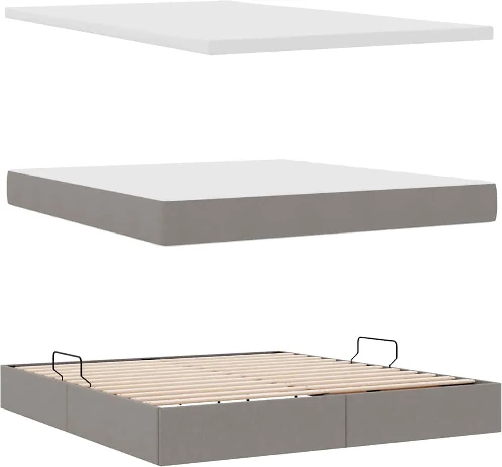 Postel s úložným prostorem a matrací Taupe 180 x 200 cm textil 3371736