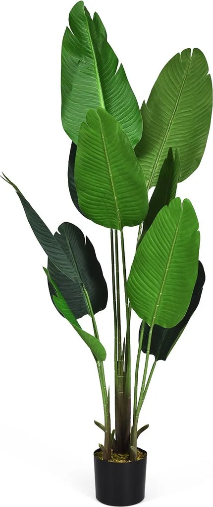 Costway Umělá rostlina Umělá zelená rostlina 160 cm Tropická palma Umělá