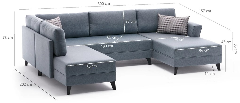 Atelier del Sofa Rohová sedací souprava Belen - Anthracite, Antracitová