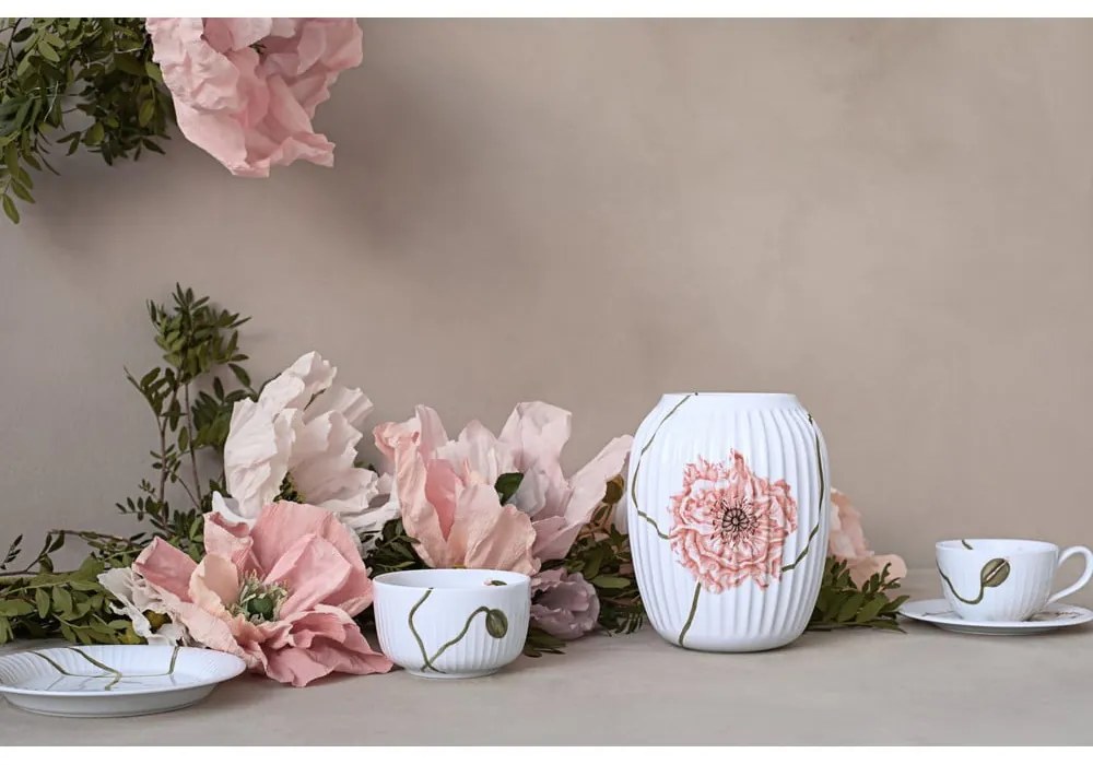 Bílá porcelánová váza Kähler Design Poppy, výška 21 cm
