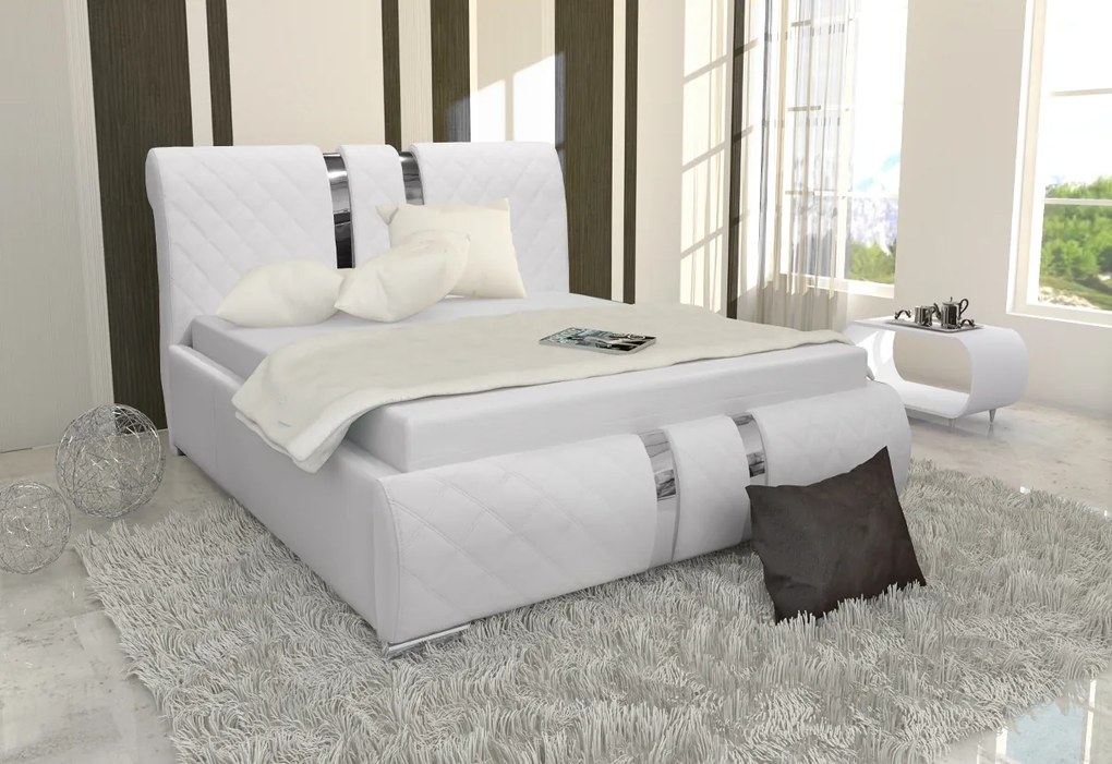 Čalouněná postel DINA + matrace DE LUX, 140x200, madryt 128