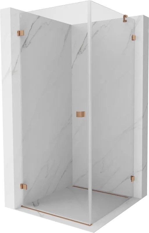 Mexen Lunar-B, výklopný sprchový kout levý 80 x 80 cm, 8mm čiré sklo, profil měděná matná, 832-080-080-65-00-L