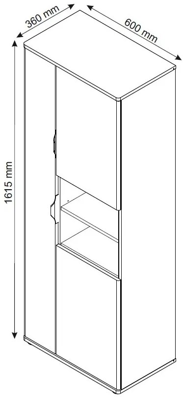Vysoká skříňka s prosklením Avola, béžová kašmír/dub cremona