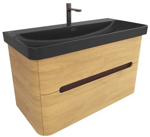Koupelnová skříňka s umyvadlem SAT Fusion 97,5x53x45 cm dub medový mat SATFUS2100DMBKMB