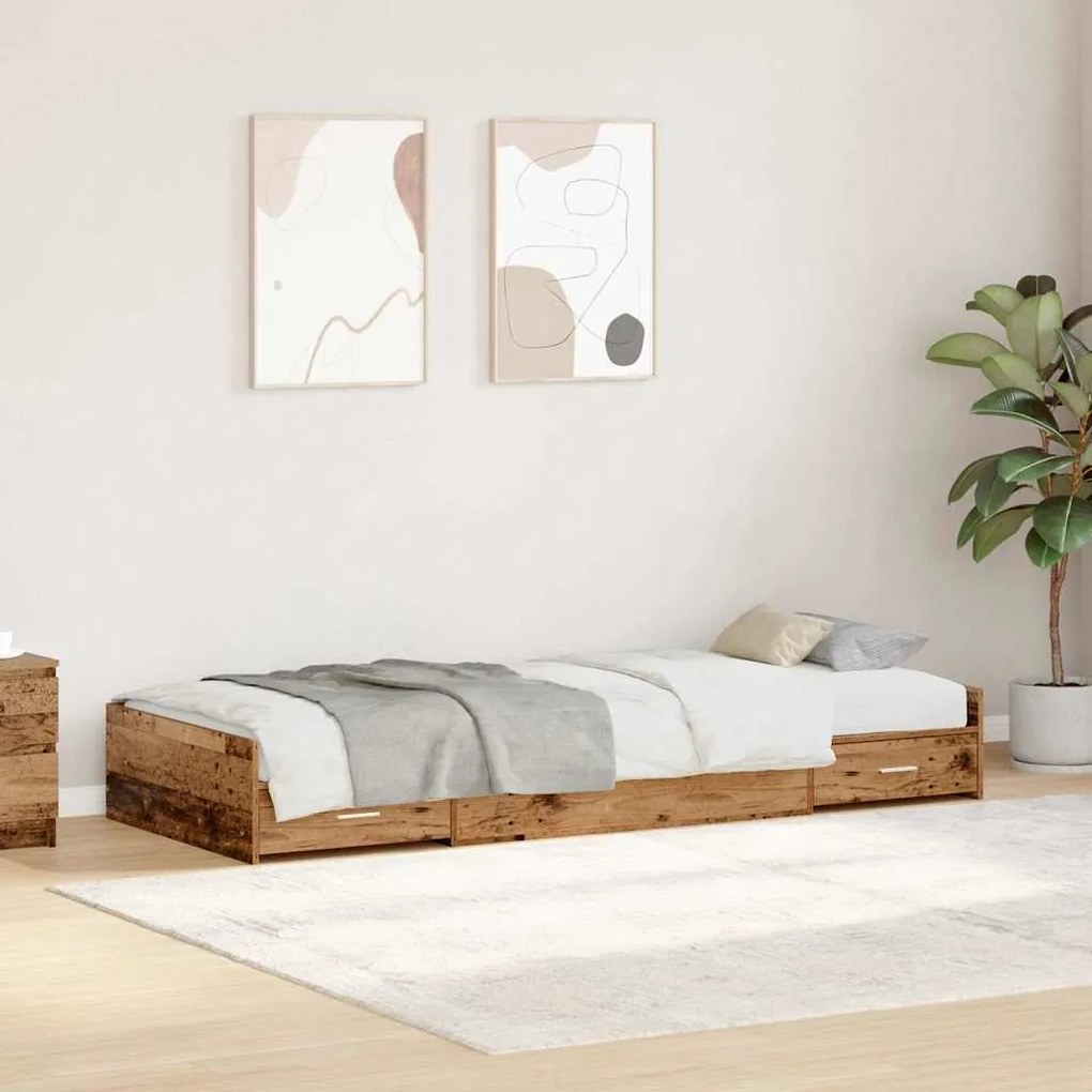 Rám postele s čelo Staré dřevo 80 x 200 cm Kompozitní dřevo 3335243