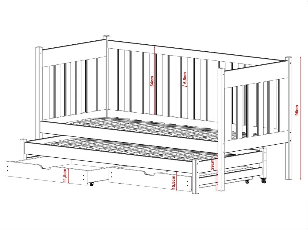 Legno Dětská rozkládací postel Karla šedá Rozměr (cm): 90x200