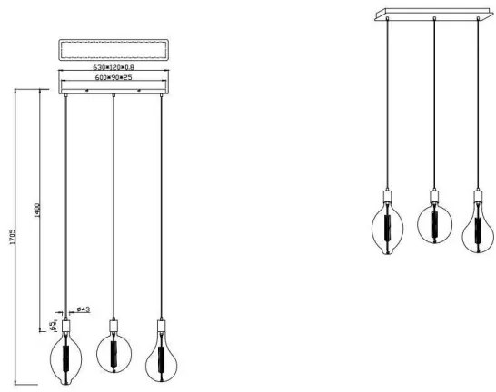 Trio - LED Stmívatelný lustr na lanku GINSTER 3xE27/8W/230V
