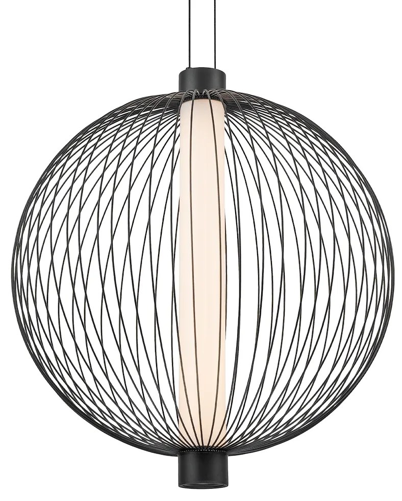 Závěsné svítidlo Kyoto, 1x černé drátěné stínítko, (fi 54cm), b