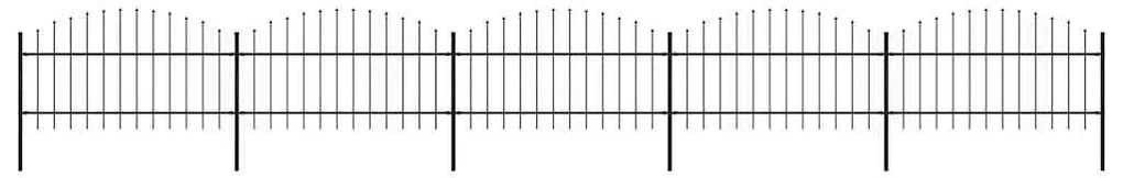 Zahradní plot s kopím nahoře ocelový 838 x 125 cm černý 277725
