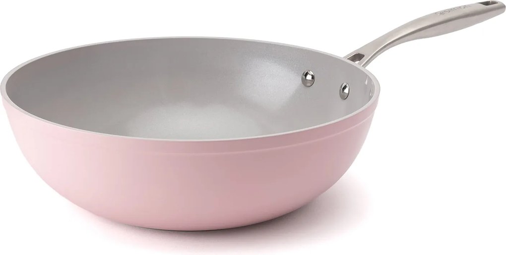 Elmich Nepřilnavá keramická pánev wok Zen Ø 28 cm - růžová
