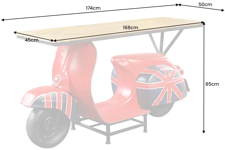 Designový barový stůl Fahima 174 cm červený