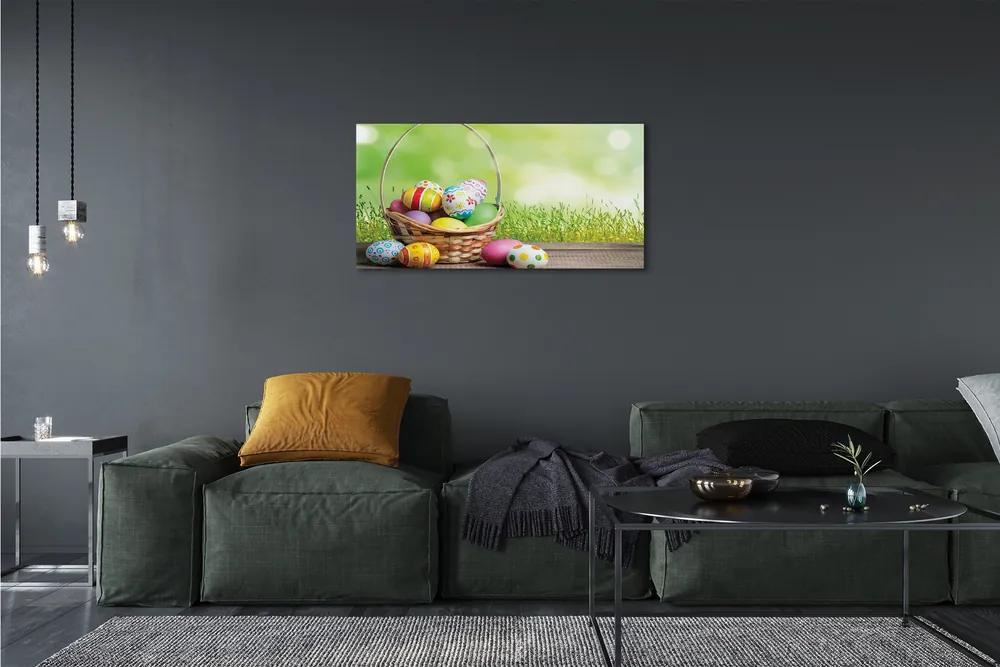 Obrazy na plátně Basket vejce louka 125x50 cm