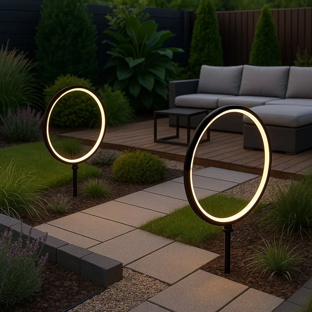 Exteriérové solární zapichovací svítidlo Rings, 2x LED 1,5w, černá